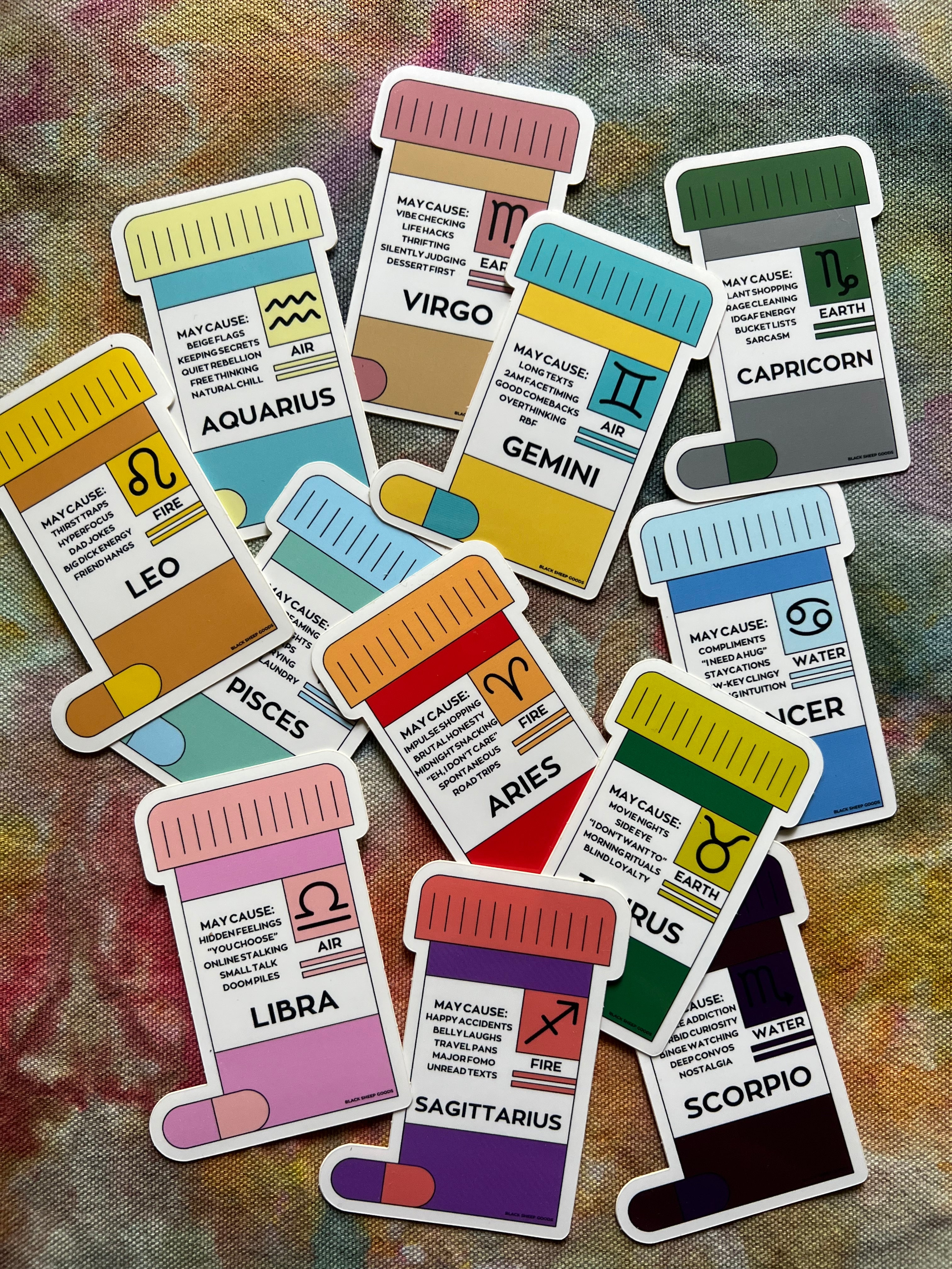 Zodiac Sign Pill Bottle Sticker – Black Sheep Goods